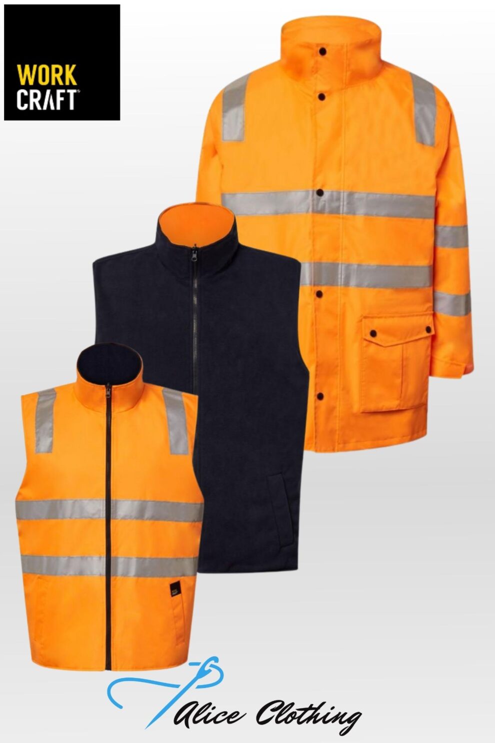 WW9025 WorkCraft VIC RAIL Hi Vis Reflective 4 in 1 Jacket