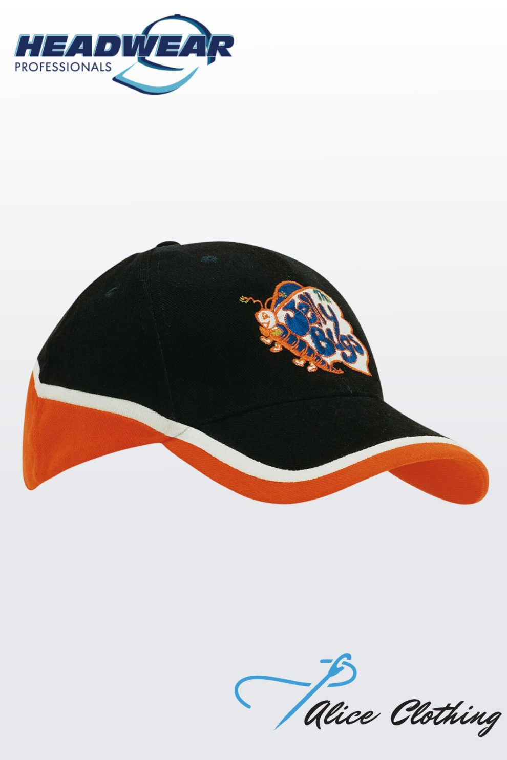 Custom 4026 Brushed Heavy Cotton Tri-Coloured Cap with Logo