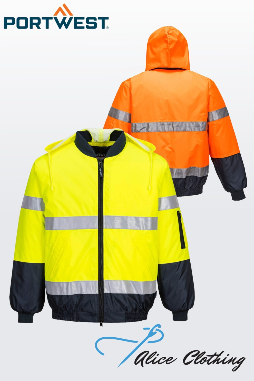 MJ504 Portwest HiVis Contrast Bomber Jacket - Alice Clothing